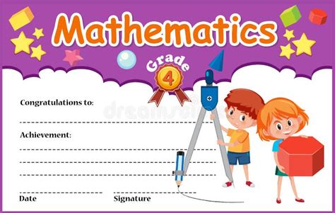 Mathematics Diploma Certificate Template Stock Vector Illustration Of Achievement Mathematics