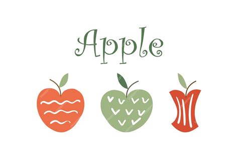 Premium Vector A Set Of Textured Apples For Design