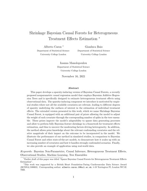 Pdf Shrinkage Bayesian Causal Forests For Heterogeneous Treatment