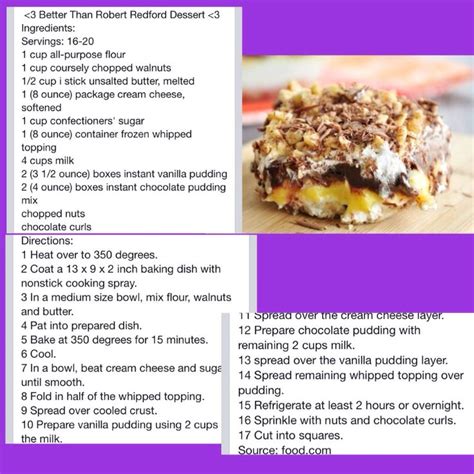 Better Than Robert Redford Dessert Recipe