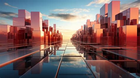 Premium Photo A City With Many Red Cubes