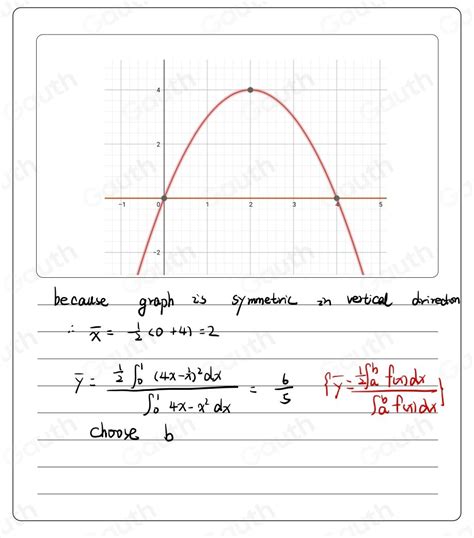 Solved Find The Centroid Of The Area Bounded By The Parabola 4x X2y And Y0 Select One A