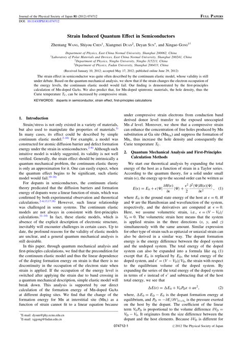 Pdf Strain Induced Quantum Effect In Semiconductors
