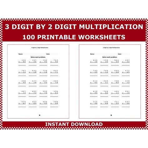 Multiplying 3 Digit By 1 Digit Numbers Worksheets Multiplication Worksheets Library
