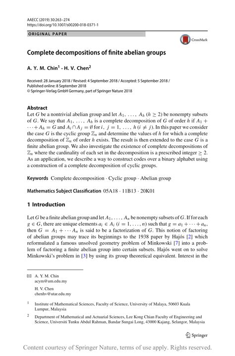 complete decompositions of finite abelian groups request pdf
