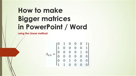 How To Make Bigger Matrices In PowerPoint Word YouTube