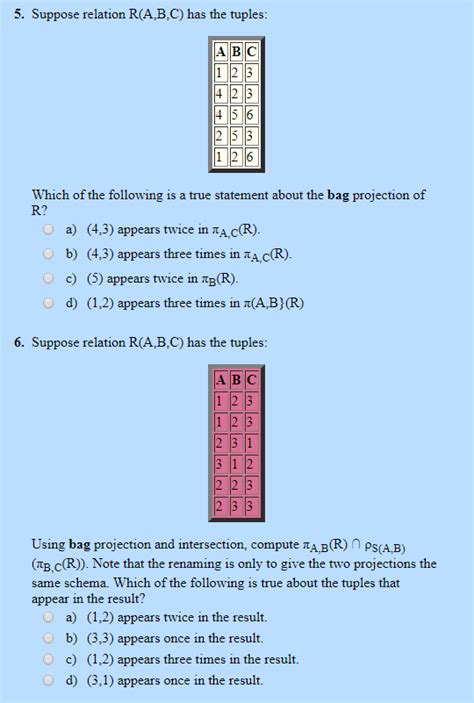 Solved 1 Suppose Relation Rabc Has The Tuples Abc