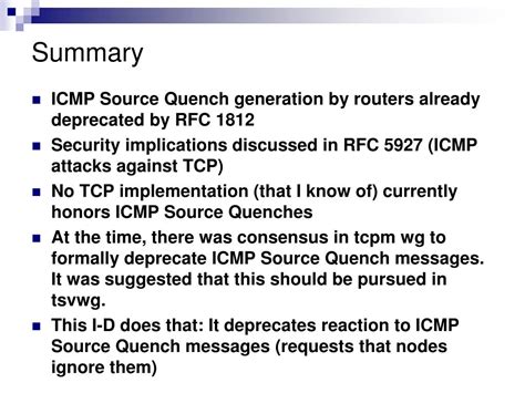 Ppt Deprecation Of Icmp Source Quench Messages Draft Gont Tsvwg Source Quench 00