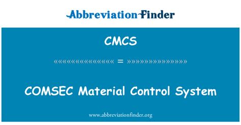 Cmcs 代表 英联邦秘书处的材料控制系统 Comsec Material Control System