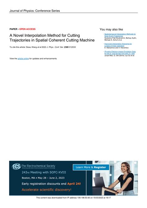 Pdf A Novel Interpolation Method For Cutting Trajectories In Spatial