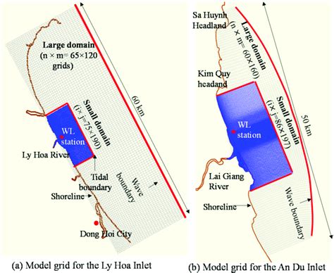 Delft3d Model Grids For A The Ly Hoa Inlet B The An Du Inlet