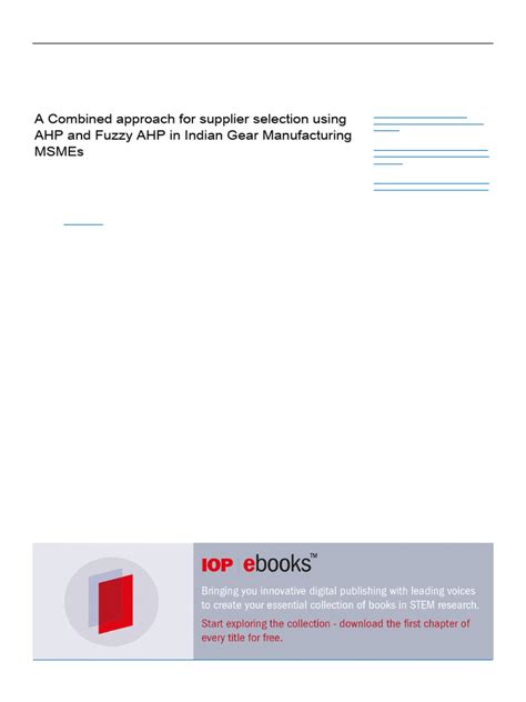 A Combined Approach For Supplier Selection Using Ahp And Fuzzy Ahp In Indian Gear Manufacturing