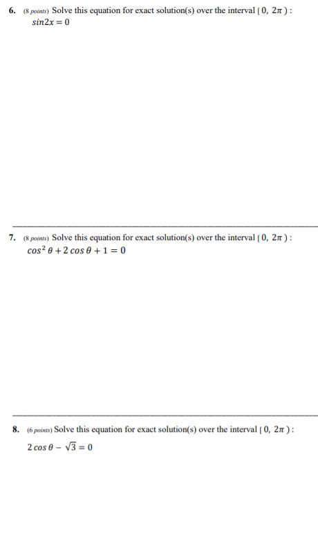 solved 6 8 points solve this equation for exact
