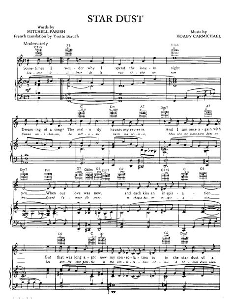 Stardust By Hoagy Carmichael Sheet Music Meta Chords