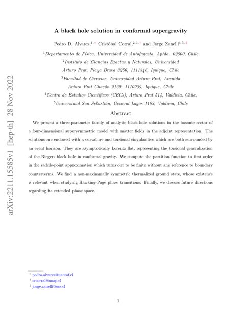 Pdf A Black Hole Solution In Conformal Supergravity