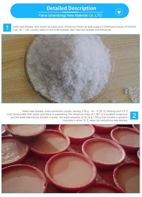 Lead Acetate Trihydrate Cas 6080 56 4 Yanxi China Manufacturer