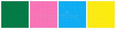 Checker Seamless Patterns Set Vector Notebook Warped Texture Stock