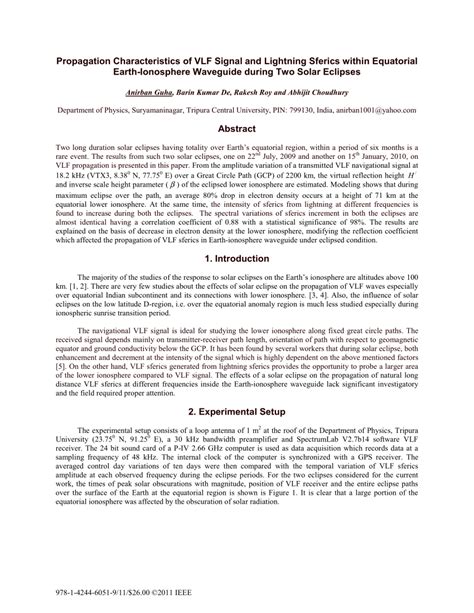 Pdf Propagation Characteristics Of Vlf Signal And Lightning Sferics