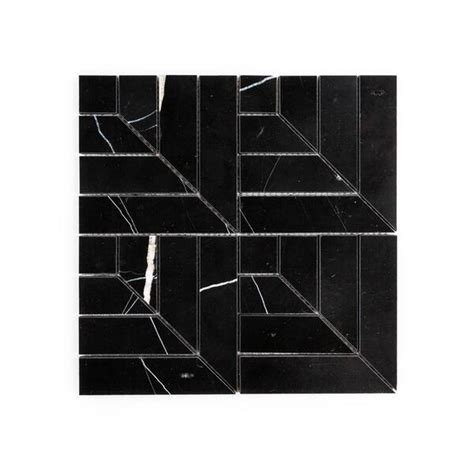 Jeffrey Court Ancient Nero Marquina Black 12 In X 12 In Angular Polished Marble Wall And Floor