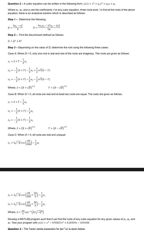 Solved Question 2 A Cubic Equation Can Be Written In The Chegg Com