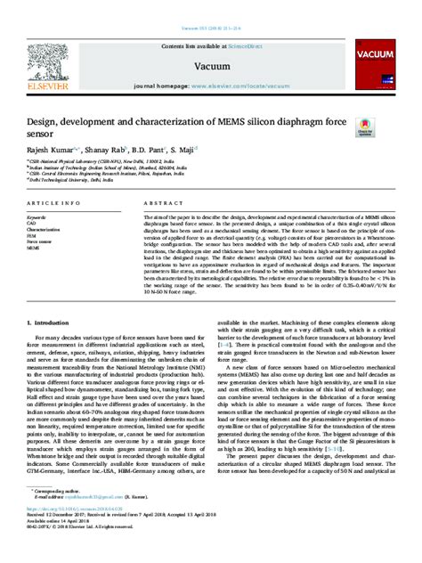 Pdf Design Development And Characterization Of Mems Silicon