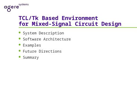 Ppt Tcltk Based Environment For Mixed Signal Circuit Design System