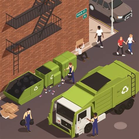 Garbage Sorting Isometric Background Royalty Free Vector