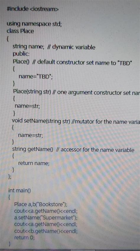 Solved #include using namespace std; class Place { string | Chegg.com