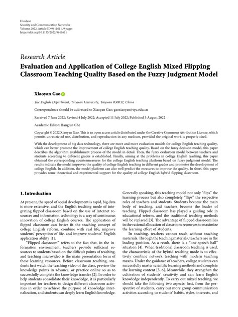 Pdf Evaluation And Application Of College English Mixed Flipping Classroom Teaching Quality