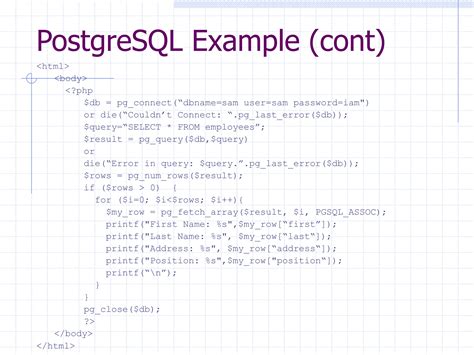 Introduction To Php And Postgresql Ppt