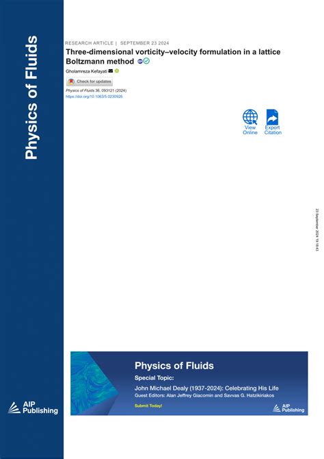 pdf three dimensional vorticity velocity formulation in a lattice