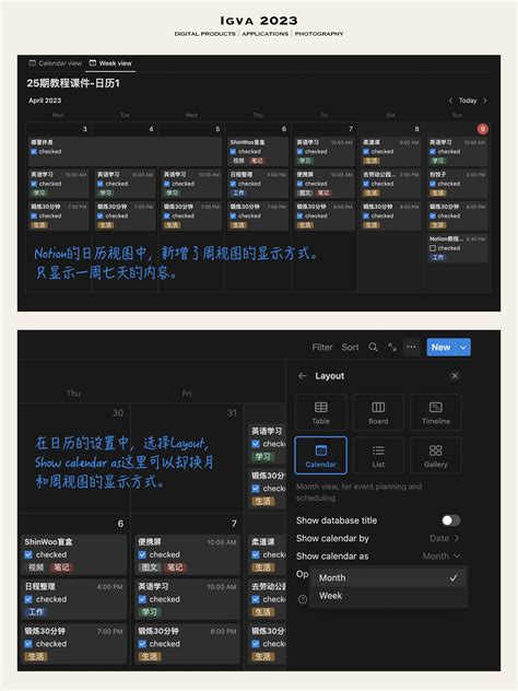 Notion模板｜新增周视图与日历联动 哔哩哔哩