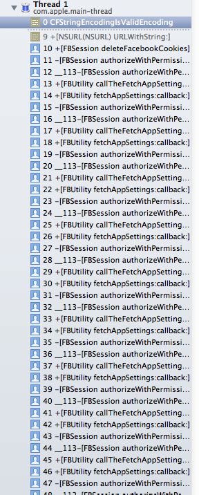 Iphone Facebook Sdk Fbsession Infinite Loop And Crash Stack Overflow