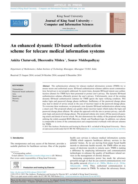 pdf an enhanced dynamic id based authentication scheme for telecare