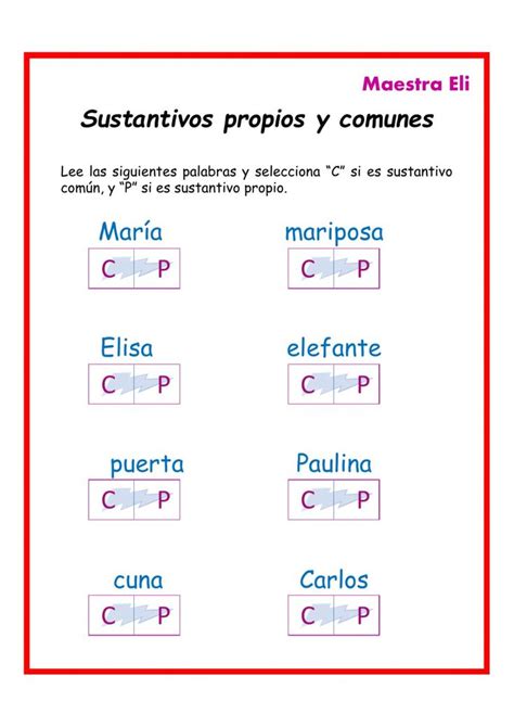 Sustantivos Propios Y Comunes Online Exercise For 1 Sustantivo