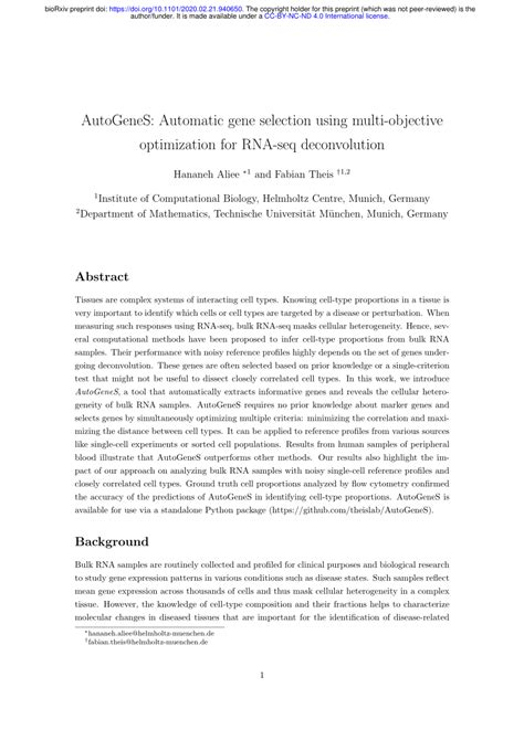 Pdf Autogenes Automatic Gene Selection Using Multi Objective