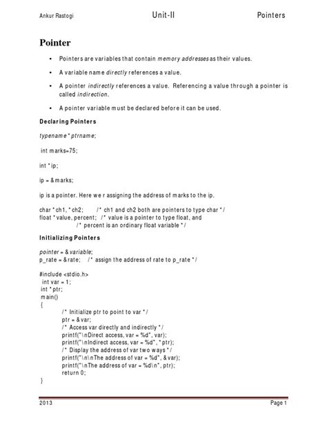 Pointer Pdf Pointer Computer Programming Computer Data