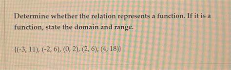 Solved Determine Whether The Relation Represents A Function