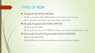 Computer Memory And It Types RAM ROM AND CACHE MEMORIES PPT
