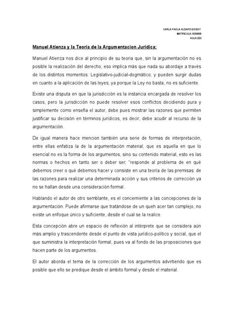 Resumen De Manuel Atienza Pdf Teoría Argumento