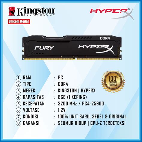 แรม Pc Hyperx Kingston Ddr4 8gb 3200mhz Unicom Medan Th Thaipick
