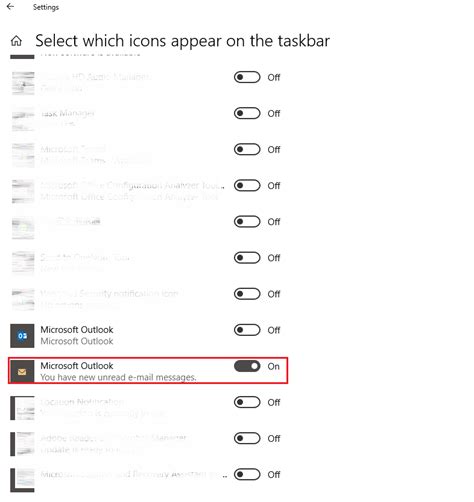 outlook taskbar not displaying unread mails new emails icons