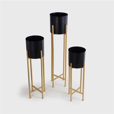 Buy Valencia Set Of 3 Metal Planters With Stands From Home Centre At