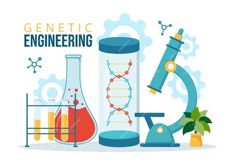 Premium Vector Genetic Engineering And Dna Modification Illustration With Genetics Research Or