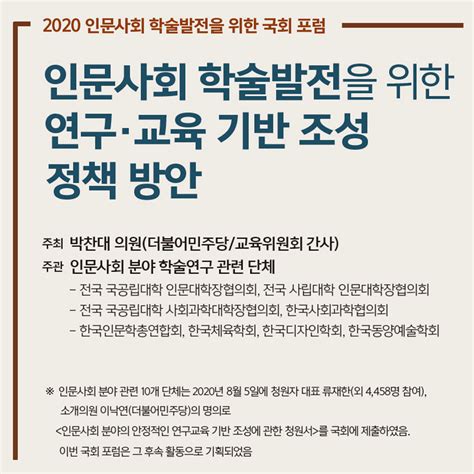 2020 인문사회 학술발전을 위한 국회 포럼 인문사회 학술발전을 위한 연구·교육 기반 조성 정책 방안 사인문도시연구원 시민자유대학