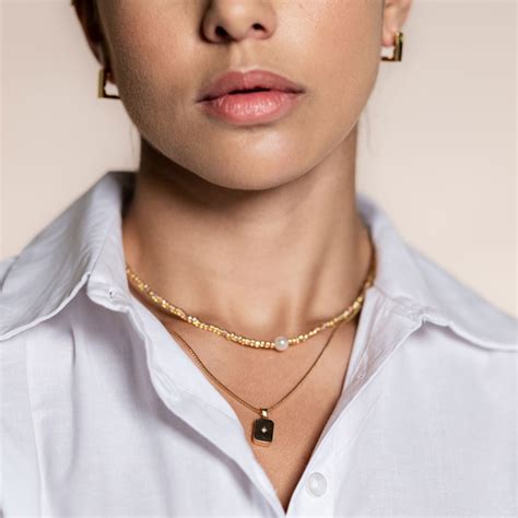 Gold Beaded And Pendant Necklace Set The Box Fashion