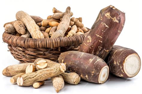 Premium Photo Groundnuts And Cassava Isolated On White Background