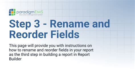 step 3 rename and reorder fields silverband documentation