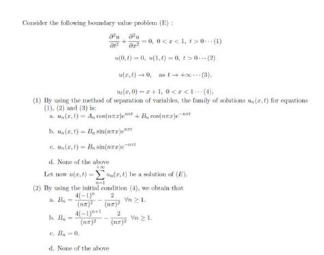 Solved Consider The Following Boundary Value Problem E