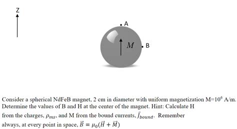 Solved Consider A Spherical Ndfeb Magnet 2 Cm In Diameter